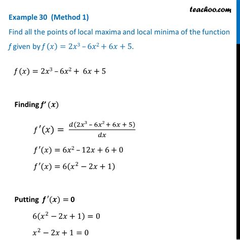 example 30 find all points of local maxima minima cbse