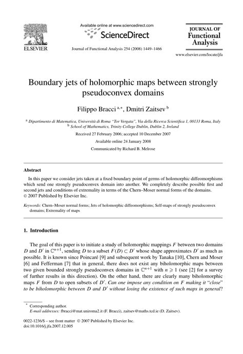 pdf boundary jets of holomorphic maps between strongly pseudoconvex domains