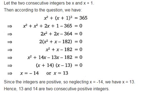 find two consecutive positive integers sum of whose squares is 365 cbse class 10 maths