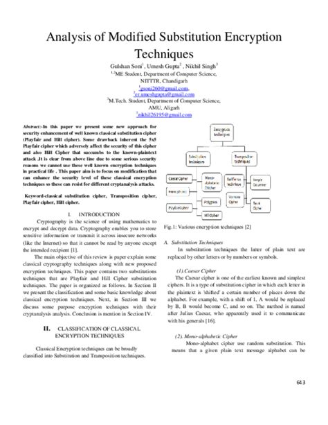 pdf analysis of modified substitution encryption techniques umesh gupta