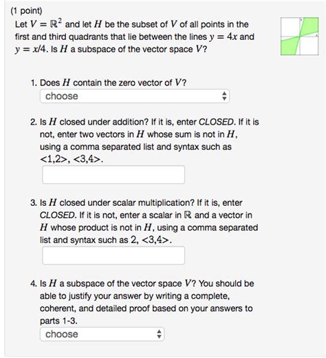 solved let v r 2 and let h be the subset of v of all