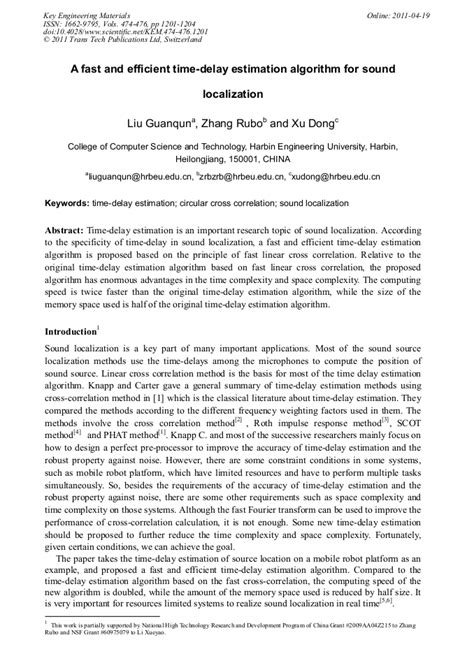 a fast and efficient time delay estimation algorithm for sound localization scientific