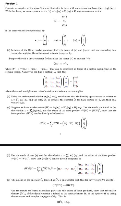 [solved] problem 1 consider a complex vector space v whos