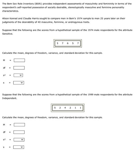 the bem sex role inventory bsri provides independen… solvedlib