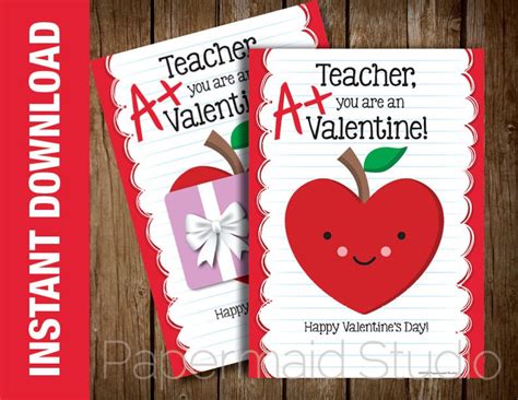 Printable Teacher Valentine Card Valentines Day Card Etsy