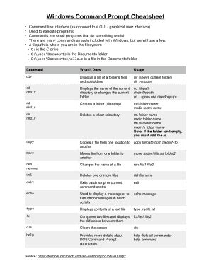 Windows Command Line Cheat Sheet Fill Online Printable Fillable