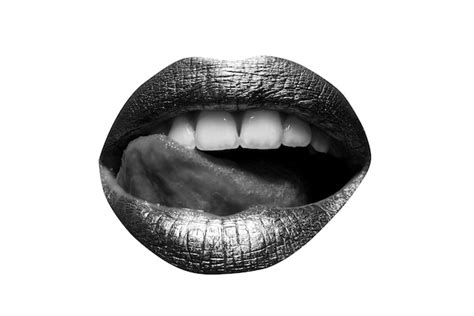 Premium Photo Red Lips Mouth And Tongue Icon Poster And Banner Of Open Mouth Closeup Woman