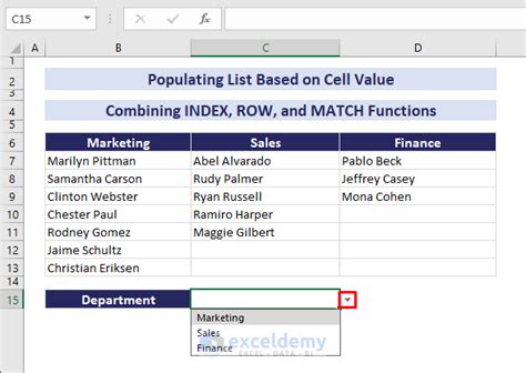 How To Populate List Based On Cell Value In Excel 8 Methods
