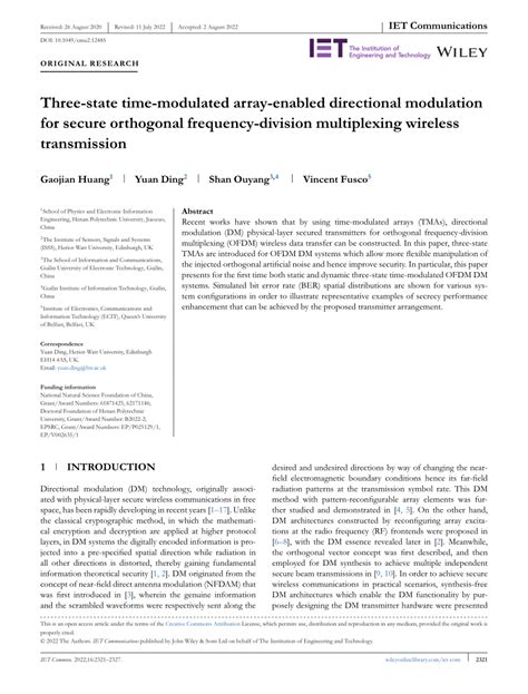 pdf three‐state time‐modulated array‐enabled directional modulation for secure orthogonal