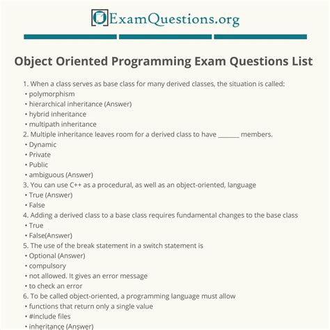 object oriented programming exam questions list pdf docdroid