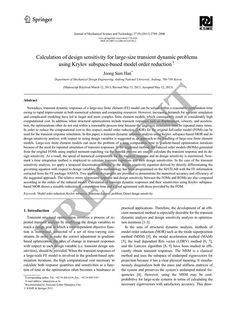 pdf direct design sensitivity analysis of frequency response function using krylov subspace