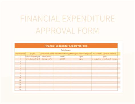 Financial Expenditure Approval Form Excel Template And Google Sheets