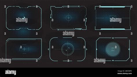 Futuristic HUD Frames For Target Screen And Border Aim Control Panel