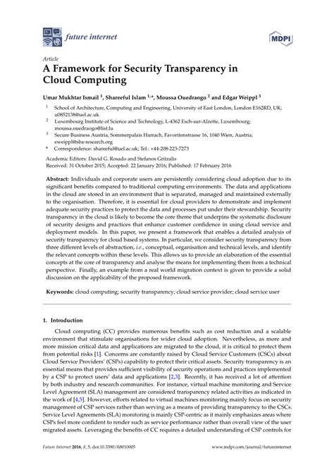 pdf a framework for security transparency in cloud computing
