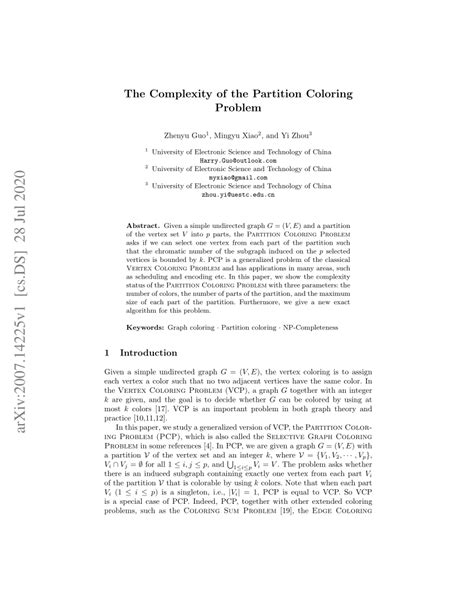 pdf the complexity of the partition coloring problem