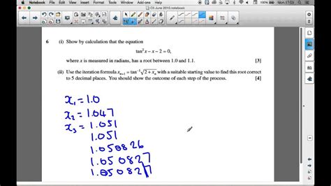 ocr c3 june 2010 q6ii a2 maths iterative numerical methods youtube