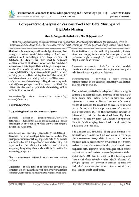 pdf irjet comparative analysis of various tools for data mining and big data mining irjet
