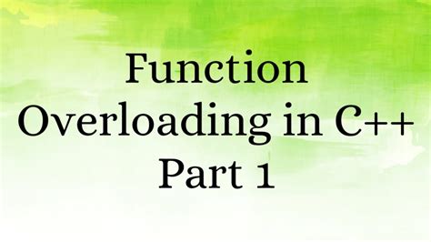 Function Overloading In C Part 1 C Tutorial C Programming