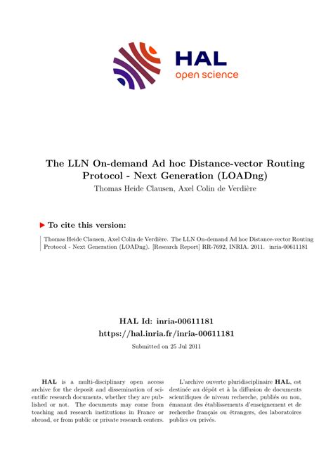 pdf the lln on demand ad hoc distance vector routing protocol next generation loadng
