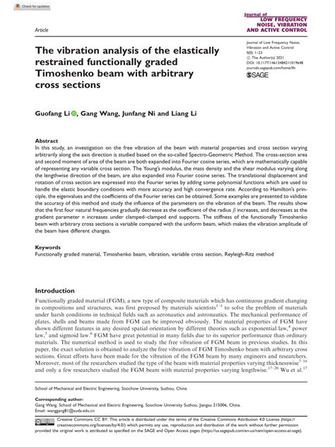 pdf the vibration analysis of the elastically restrained functionally graded timoshenko beam