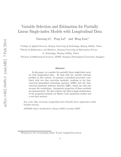 pdf variable selection and estimation for partially linear single index models with
