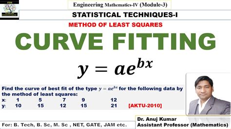 curve fitting y ae bx method of least squares curve fitting of exponential curve youtube