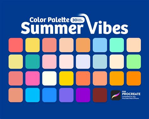 Summer Vibes Color Palette Vivid Color Palette Procreate Palette