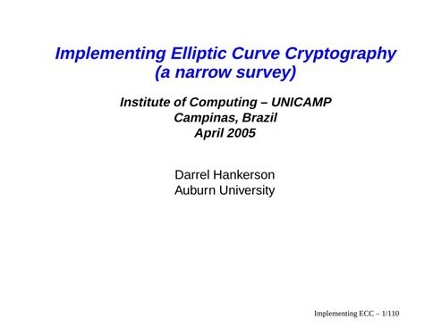 pdf implementing elliptic curve cryptography a narrow survey dokumen tips