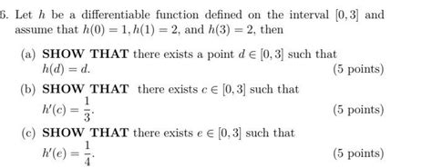 solved 6 let h be a differentiable function defined on the