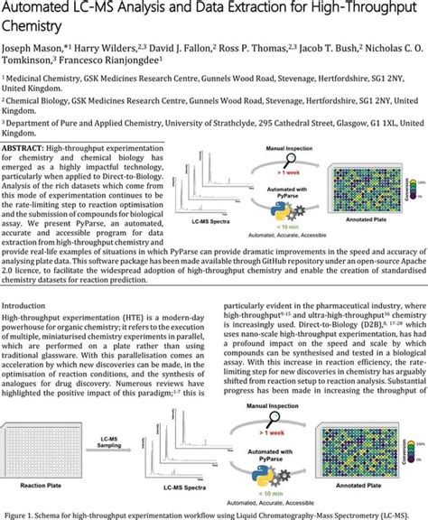 automated lc ms analysis and data extraction for high throughput chemistry organic chemistry