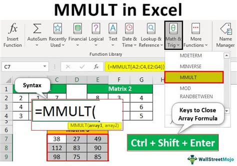 mmult in excel use of mmult function to multiply matrix