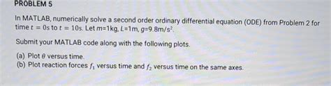in matlab numerically solve a second order ordinary