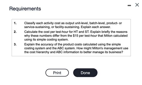 Solved Requirements 1 2 Classify Each Activity Cost As Chegg