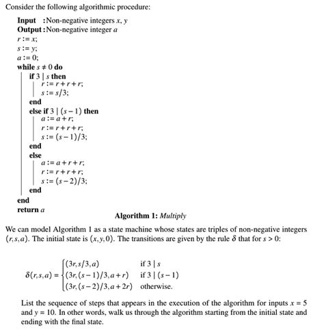 solved consider the following algorithmic procedure input