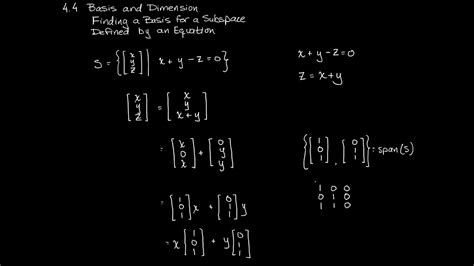 finding a basis for a subspace defined by an equation youtube