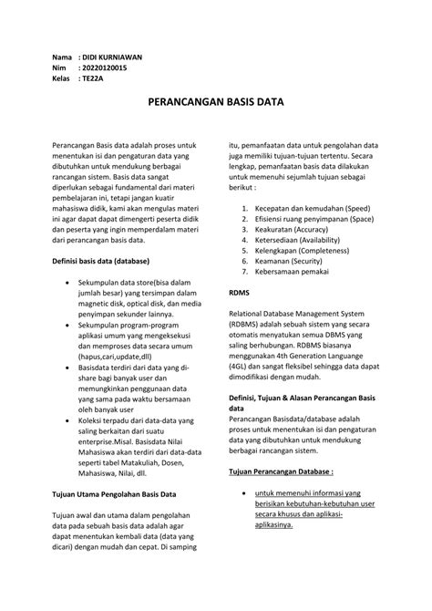Pdf Perancangan Basis Data