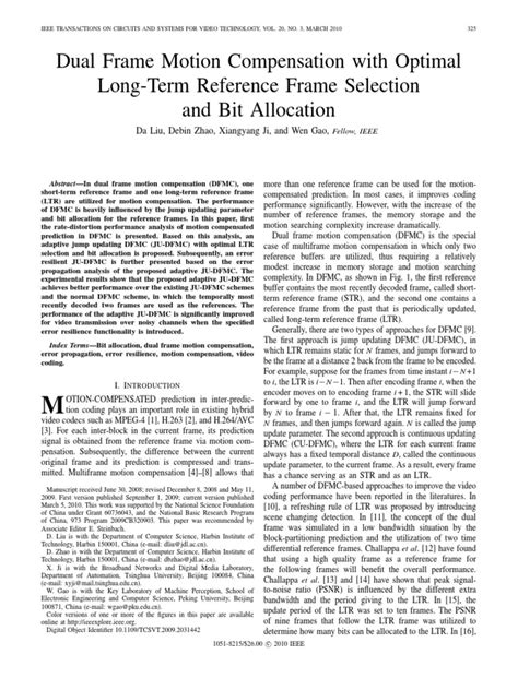 dual frame motion compensation with optimal long term reference frame selection and bit