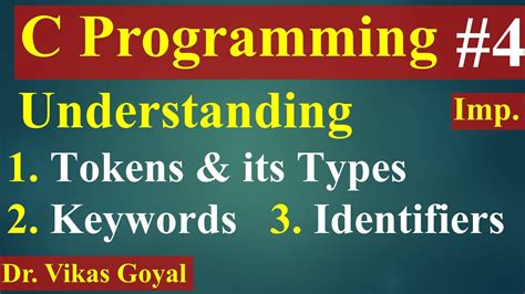 4 Tokens Types Of Tokens Keywords Identifiers With Notes C
