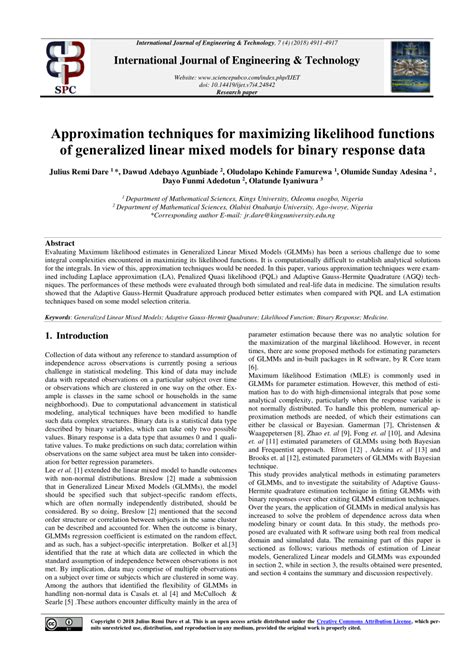 pdf approximation techniques for maximizing likelihood function of generalized linear mixed