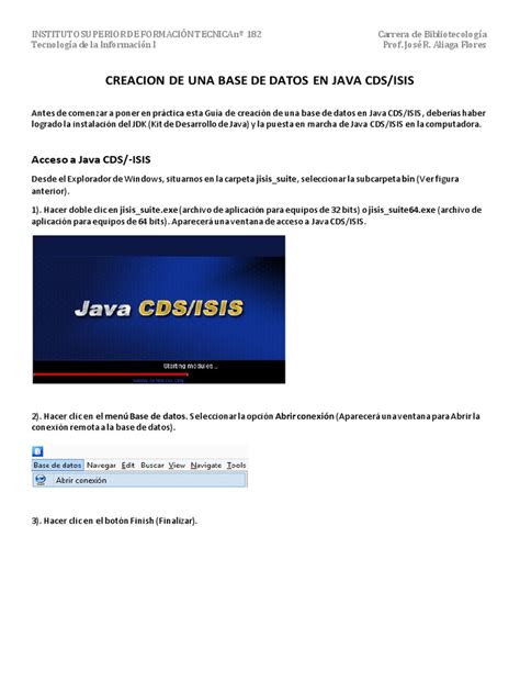 guía 4 creación de una base de datos en java cds isis pdf java