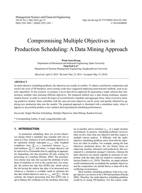 pdf compromising multiple objectives in production scheduling a data mining approach