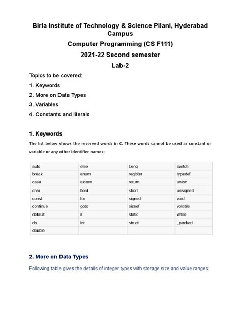 datatypes and variables pdf data type integer computer science