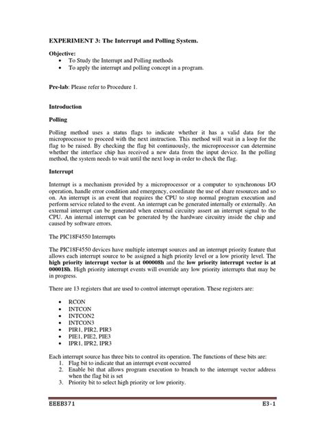 experiment 3 the interrupt and polling system eeeb371 e3 1 pdf central processing unit