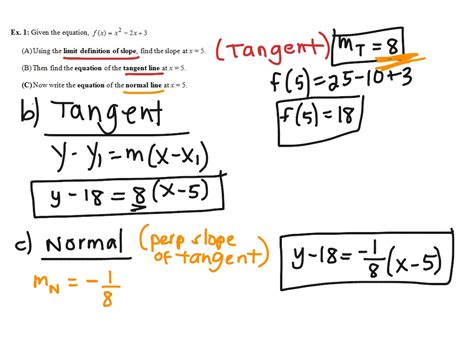tangent and normal lines math calculus showme