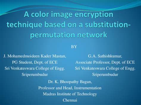 pdf a color image encryption technique based on a substitution permutation network