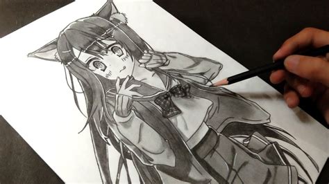 How To Draw Anime Neko Girl Step By Step With Pencil The7kart Youtube