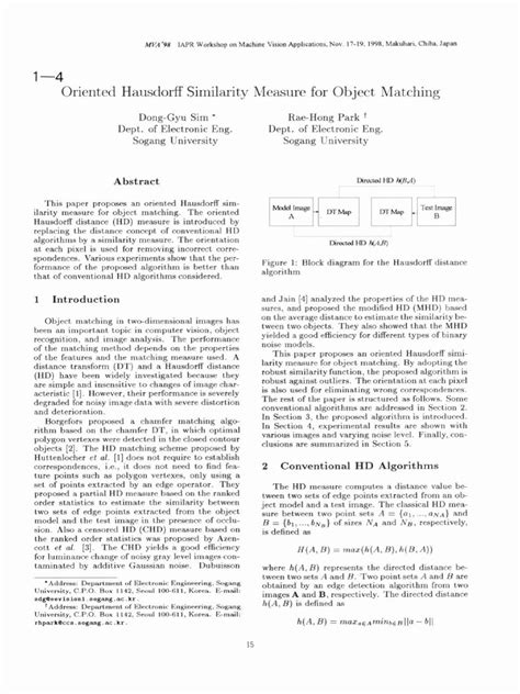 oriented hausdorff distance pdf algorithms normal distribution