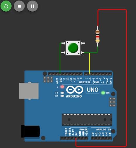 push button test ino wokwi arduino and esp32 simulato