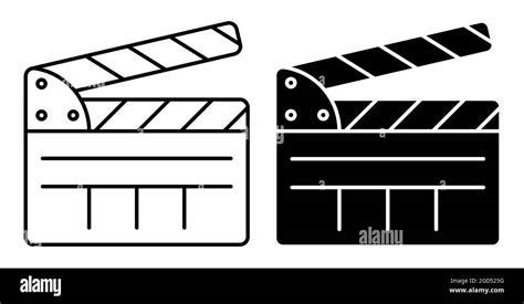 Linear Icon Clapper Board For Shooting Film In Open Position Assistant Director Simple Black