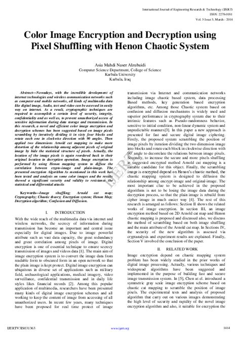pdf ijert color image encryption and decryption using pixel shuffling with henon chaotic